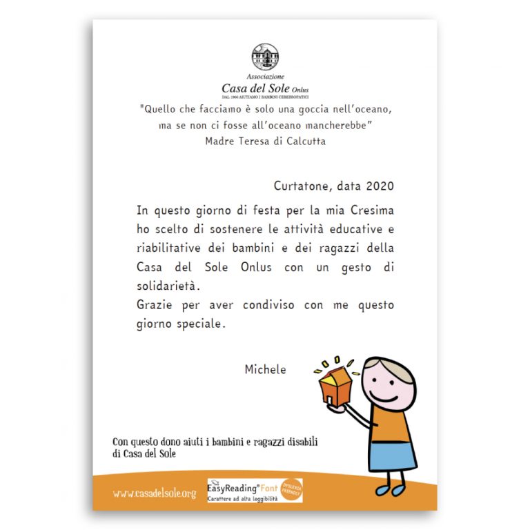 PERGAMENA DONO – Doni Solidali Casa del Sole